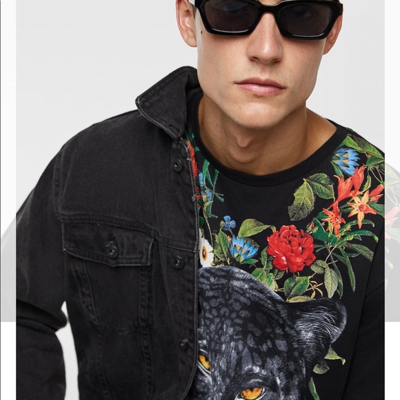 Zara | Shirts | Zara 29 Tiger Print Black Tshirt Unisex | Poshmark